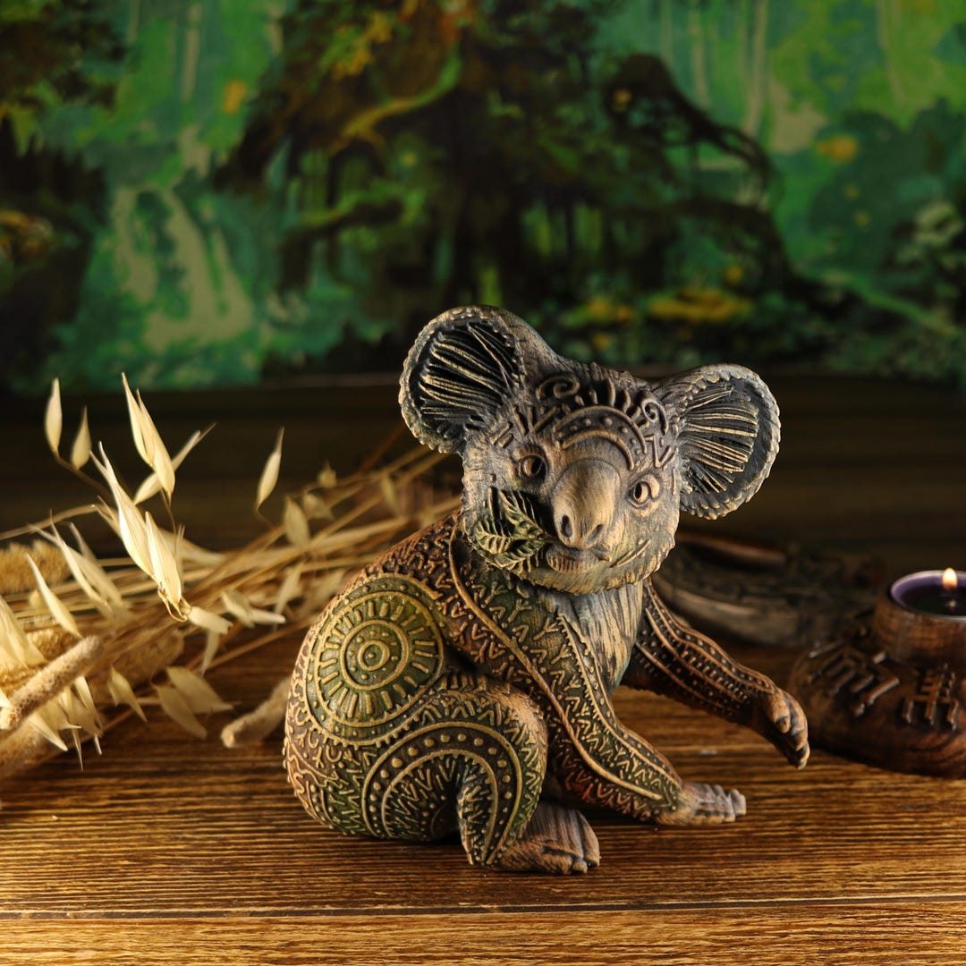 Koala Figurine Koala Bear Australia Koala Bear Statue Wood Carved Bear ...