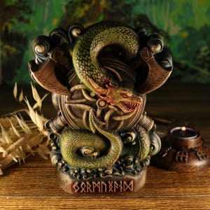 Jormungandr Statue: Norse Dragon Decor - Etsy