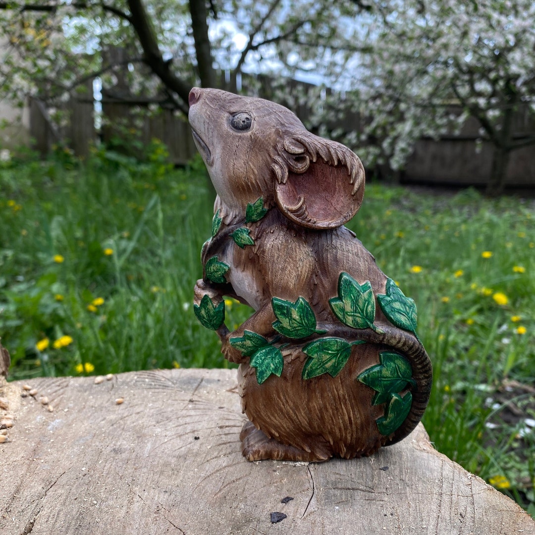 Wooden Mouse Mouse Statue Wooden Mice Wood Carving Mouse Wood Mouse ...