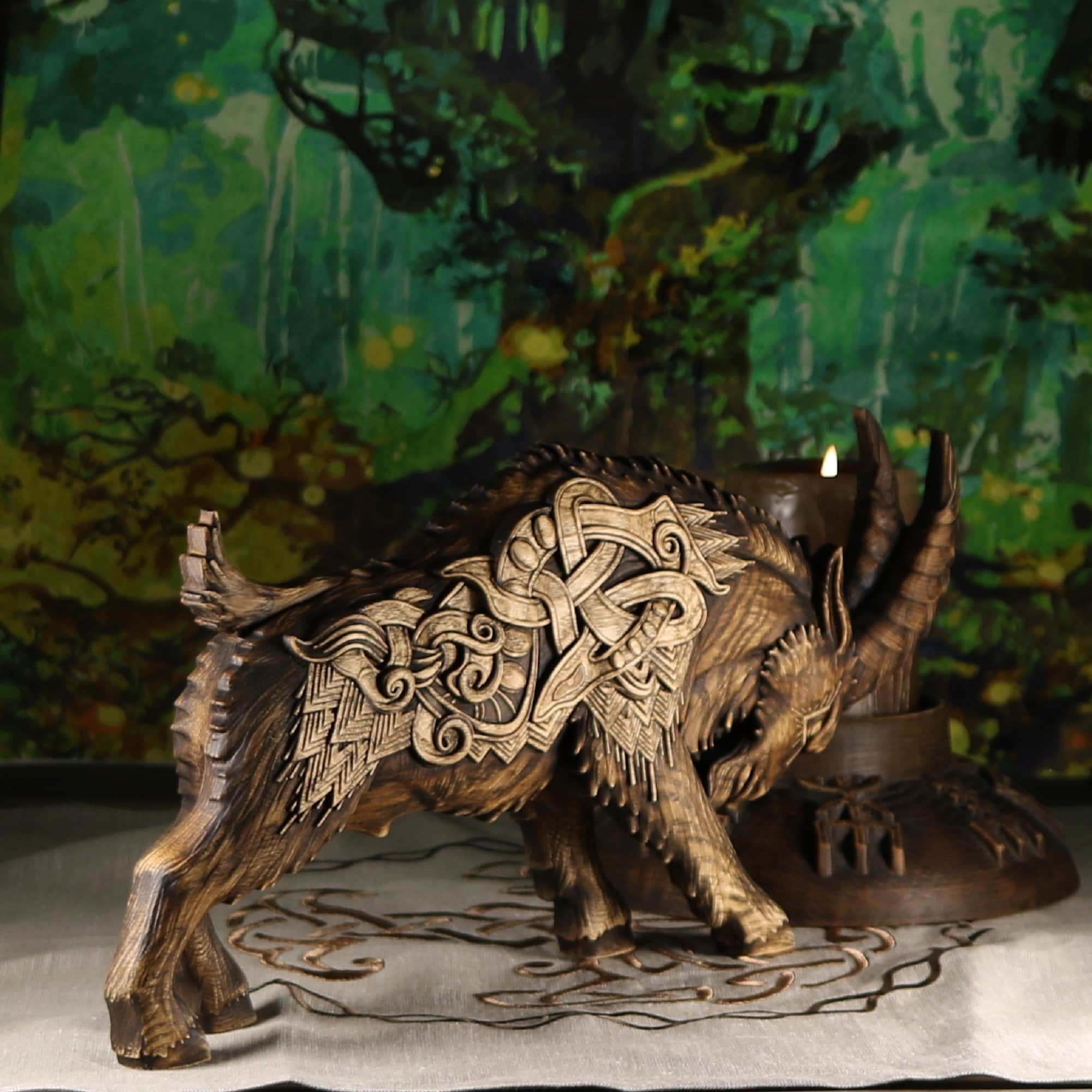 Goat Statue, Viking Goat, Goat Figurine, Viking Wood Carving Norse ...