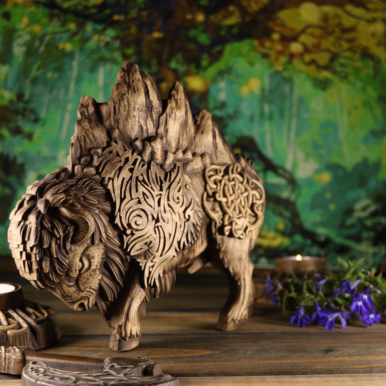 Bison Figurine Bison Statue Bison Carving American Buffalo Statue ...