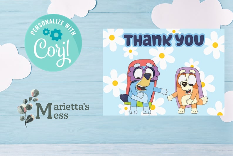 Bluey And Bingo Flossing Grannies Thank You Card Edit And Etsy