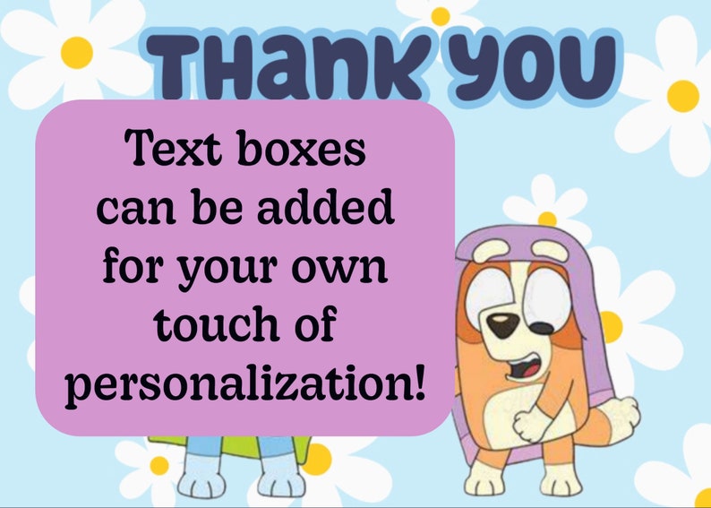 Bluey And Bingo Flossing Grannies Thank You Card Edit And Etsy