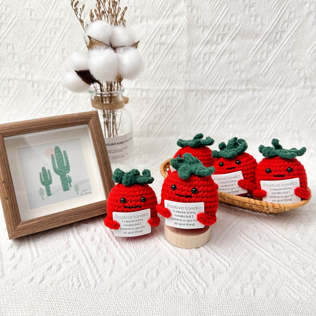 Cute Crochet Positive Tomato Unique Funny Small Gift for True - Etsy