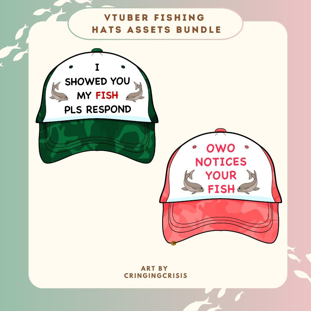 Vtuber Fishing Hat Assets Bundle - Etsy
