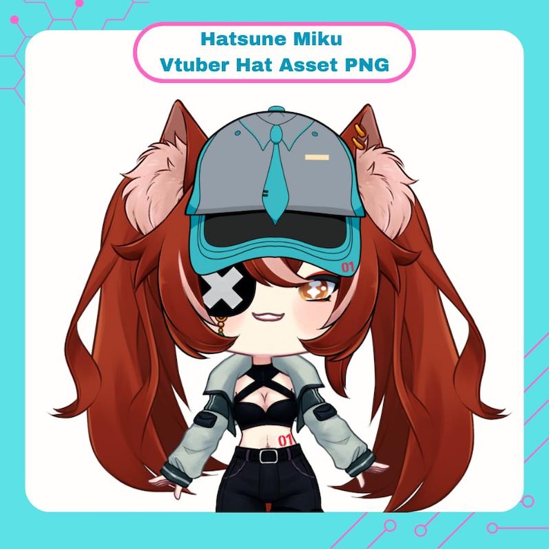 Hatsune Miku Vtuber Hat Asset PNG - Etsy