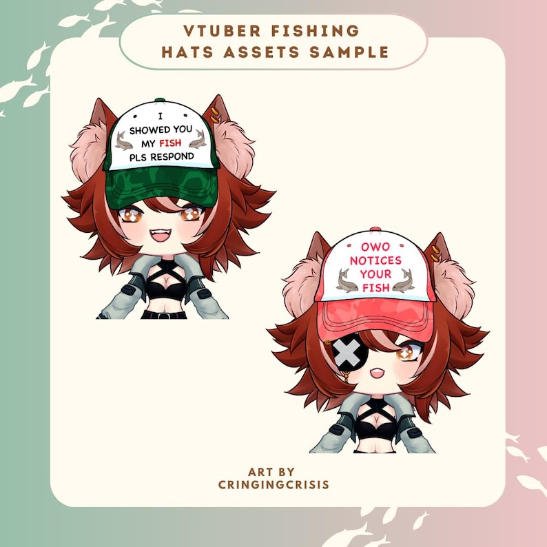 Vtuber Fishing Hat Assets Bundle - Etsy