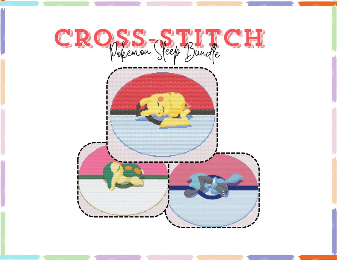 Pikachu Riolu Cyndaquil Pokemon Sleep Cross Stitch PDF Pattern Digital ...