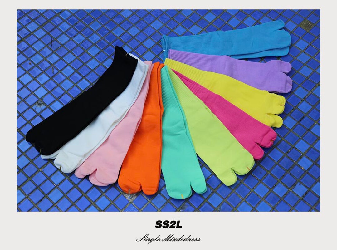 Candy Colourful Short Socks Split Toe Solid Colour Cotton - Etsy
