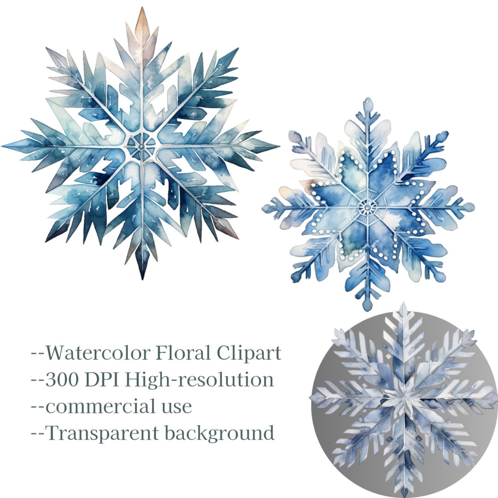 Watercolor Snow Crystal Clipart Winter Fantasy Woodland PNG - Etsy