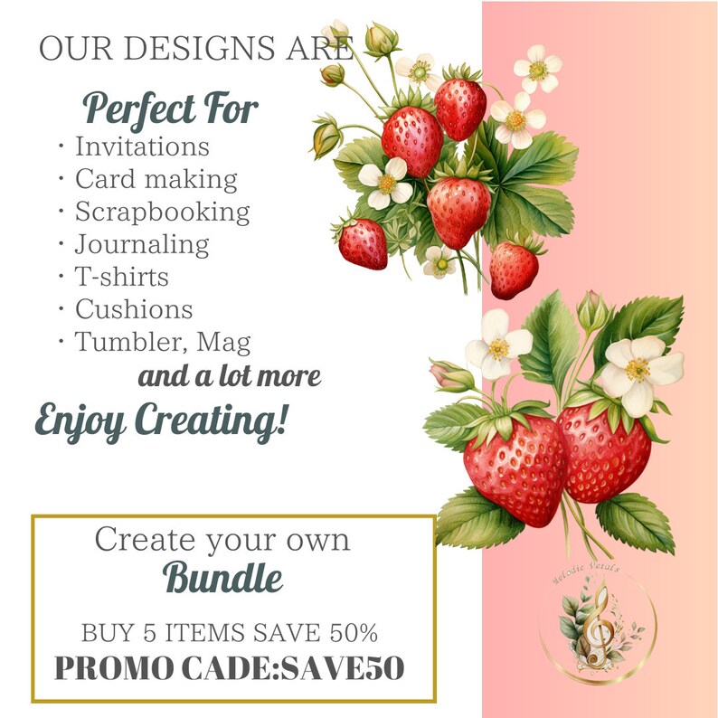 Strawberry Clipart Strawberry Themed Watercolor Clipart Bundle, HQ ...