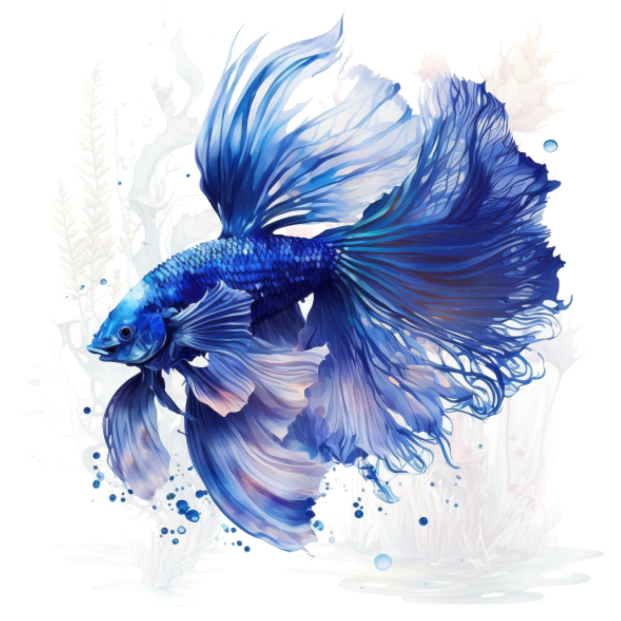 Watercolor Betta Fish Clipart Gold Fish Rainbow Color Fish - Etsy