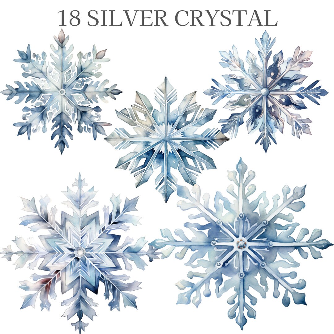 Watercolor Snow Crystal Clipart Winter Fantasy Woodland PNG - Etsy