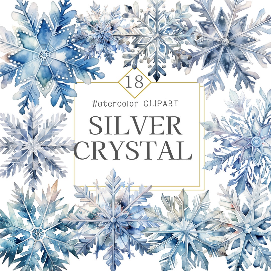 Watercolor Snow Crystal Clipart Winter Fantasy Woodland PNG - Etsy