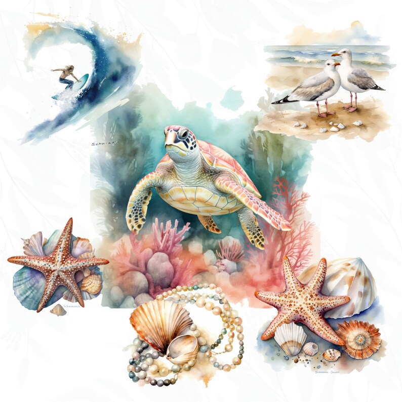 Summer Memory Set, Beach Picnic, Ocean, Surfing, Wave,nautical,png ...