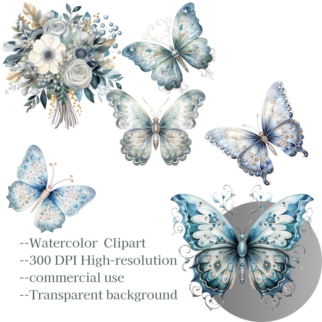 Watercolor Butterflies Clipart, Painted Butterfly Clipart, Butterfly ...