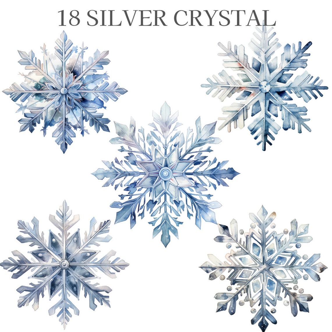 Watercolor Snow Crystal Clipart Winter Fantasy Woodland PNG - Etsy