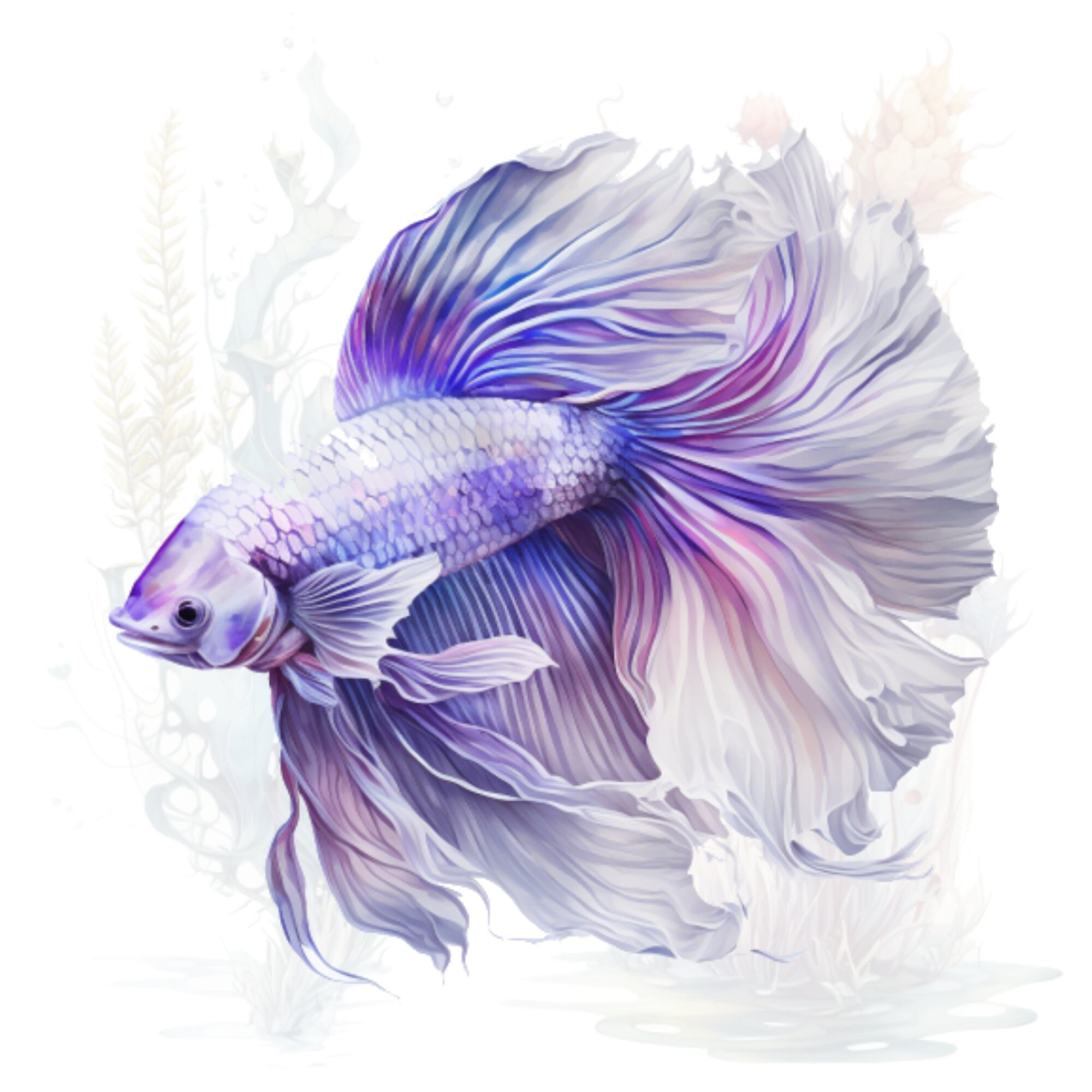 Watercolor Betta Fish Clipart Gold Fish Rainbow Color Fish - Etsy