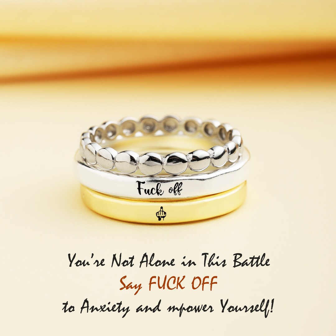 Fuk off Stacking Rings, Class Ring Set, Set of 3 Stacking Rings, Stacked Ring, Women's Rings ...