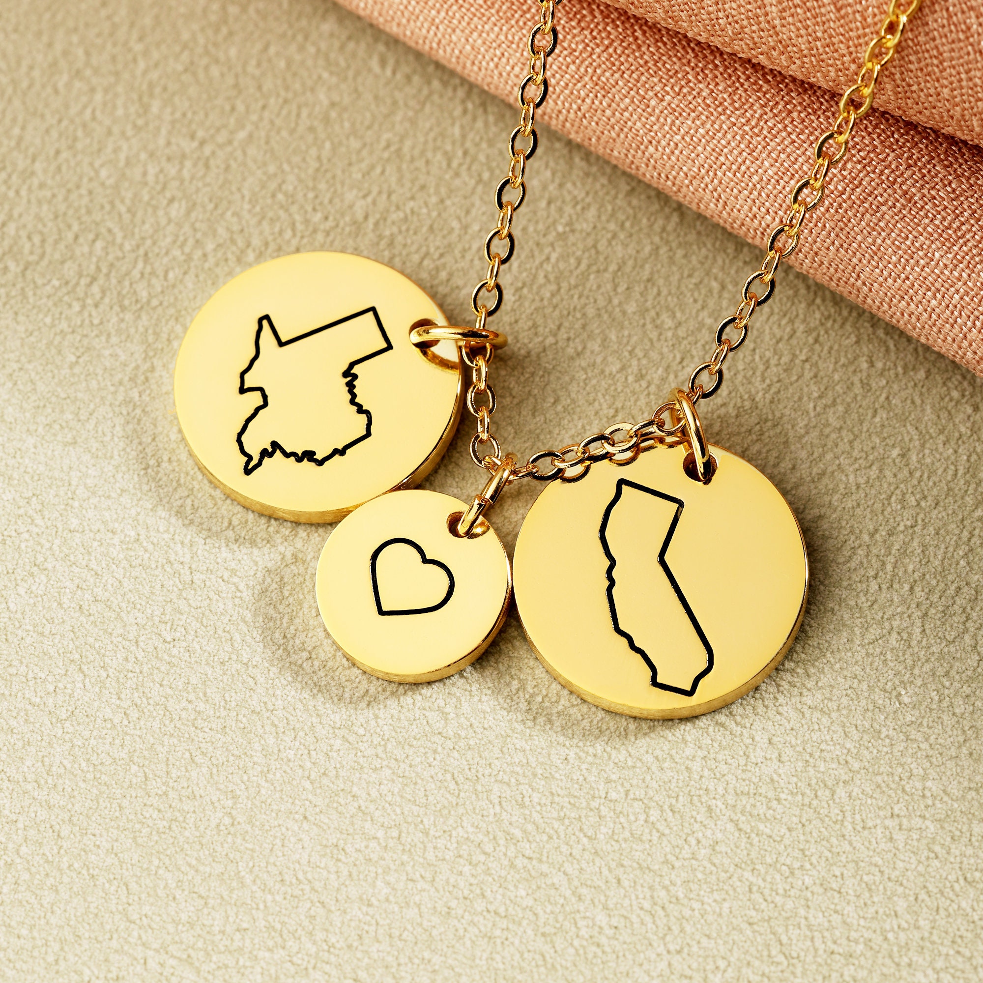 Personalized Different States Necklace, Coin Necklace, Dainty Jewelry ...