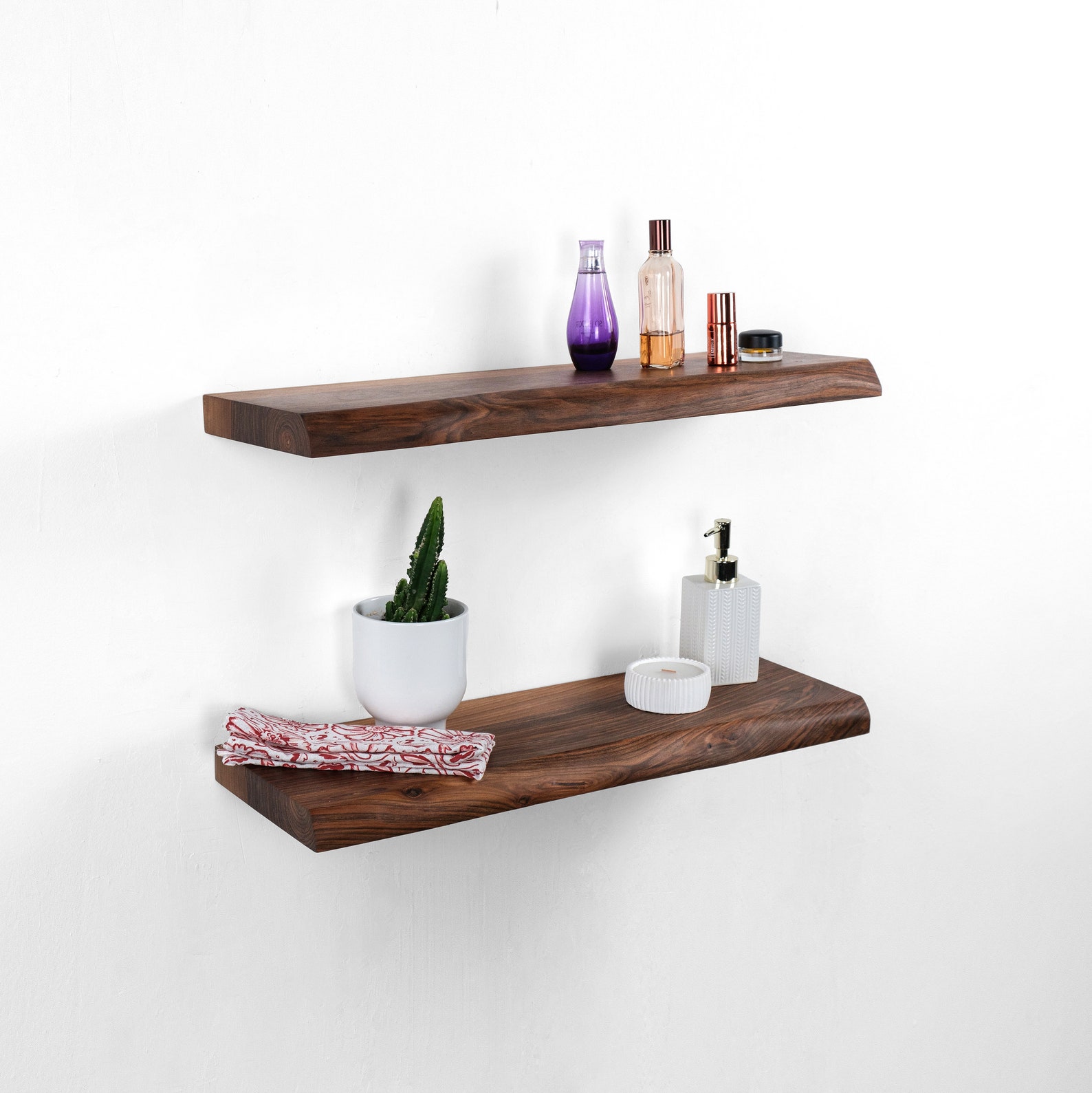Elegant Live Edge Walnut Shelves , Natural Long Floatig Shelves ...