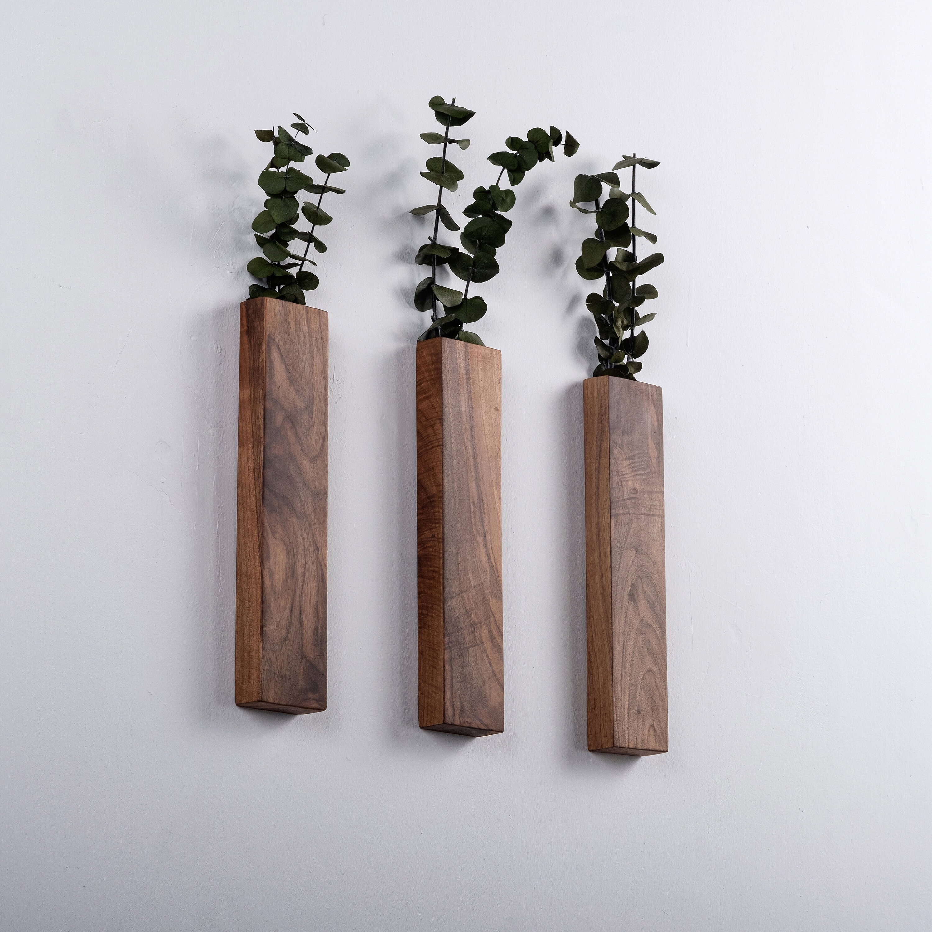 Large Walnut Wood Wall Pocket, Hanging Flower Vase - Etsy