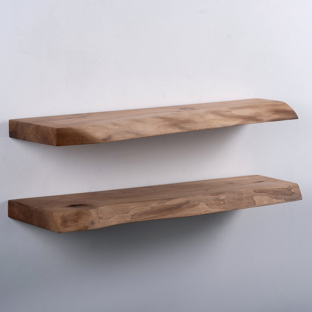 Natural Walnut Shelves , Rustic Floating Shelves , Bathroom Wall ...