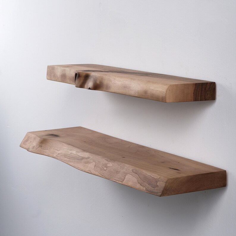 Natural Walnut Shelf , Industrial Shelves , Heavy Duty Shelf , Natural ...