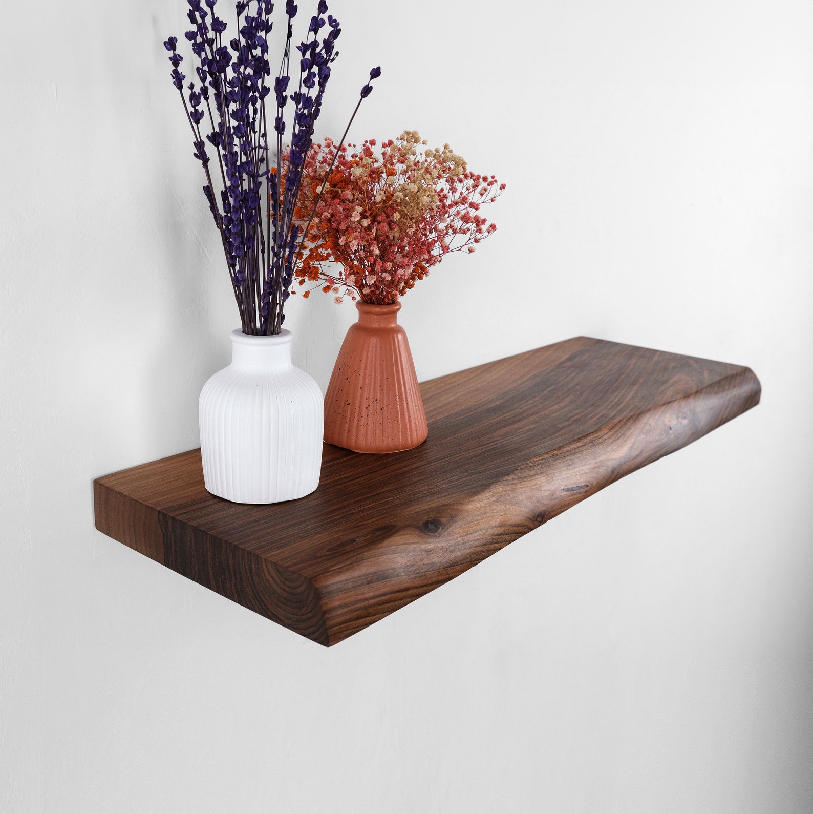 Elegant Live Edge Walnut Shelves , Natural Long Floatig Shelves ...