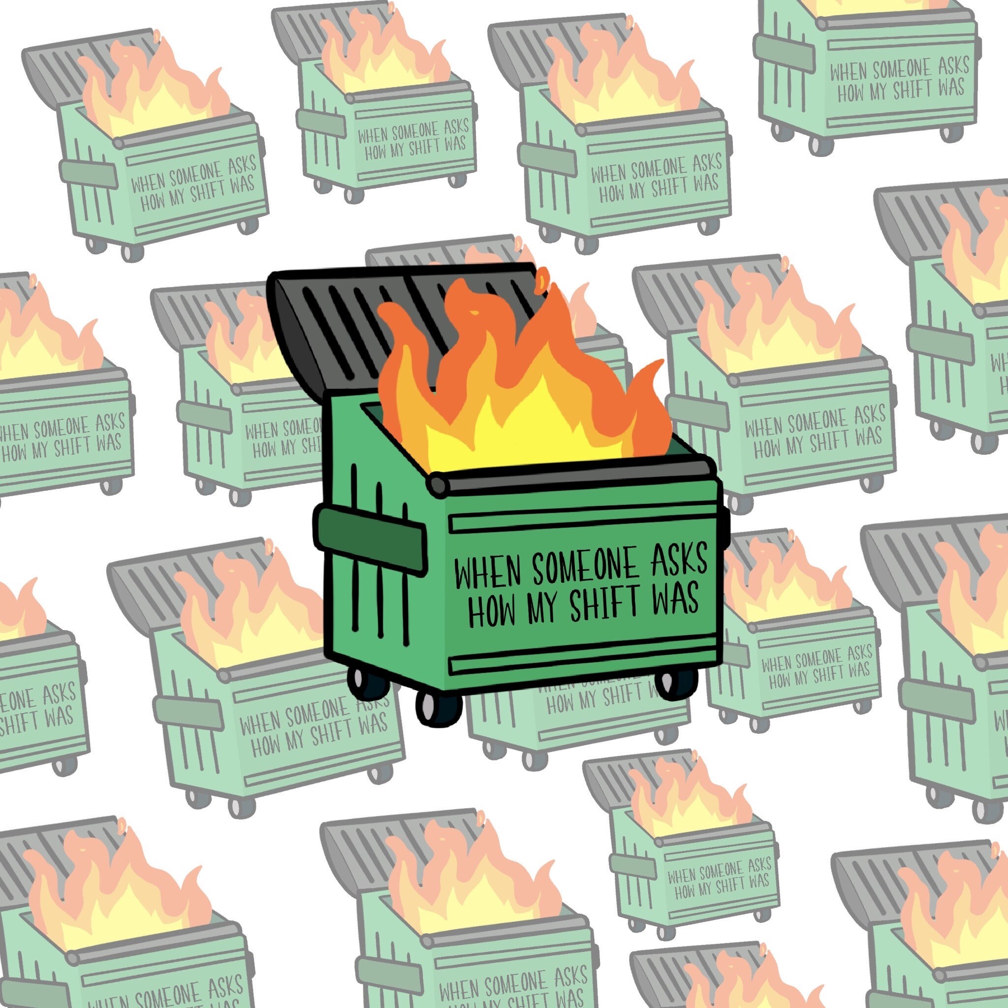 Dumpster Fire Sticker, Nurse Stickers, RN Stickers, Healthcare Stickers, Nurse Humor, Stickers ...