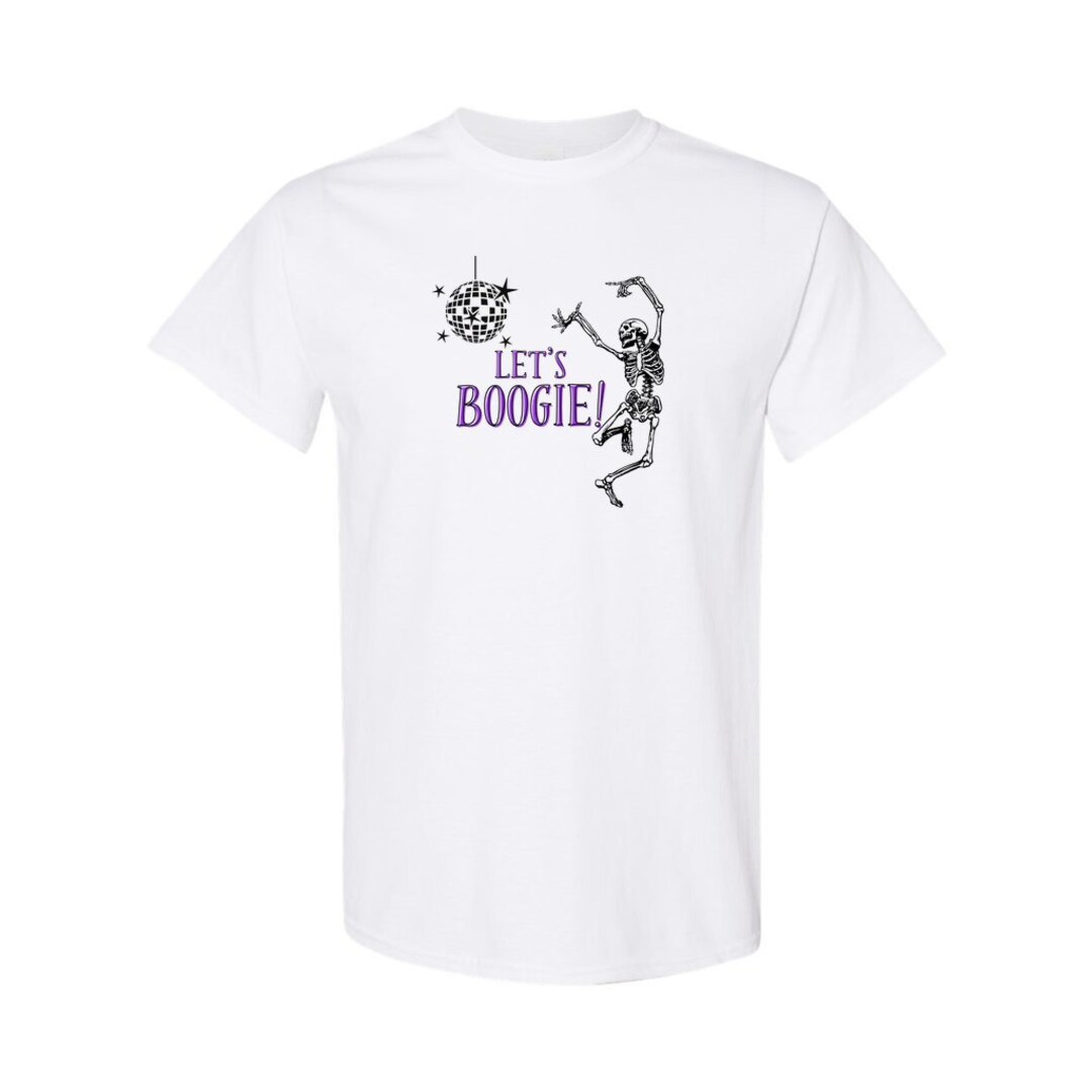 Let's Boogie Skeleton Tee, Halloween, Holiday Unisex Heavy Cotton T ...