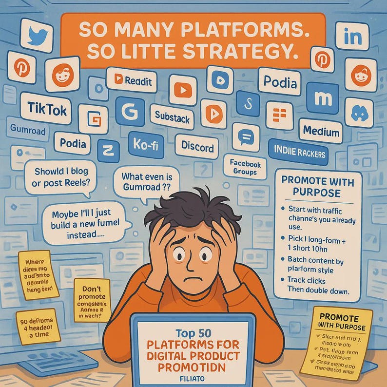 Top 50 Platforms for Digital Product Promotion | Free + Mrr - Etsy