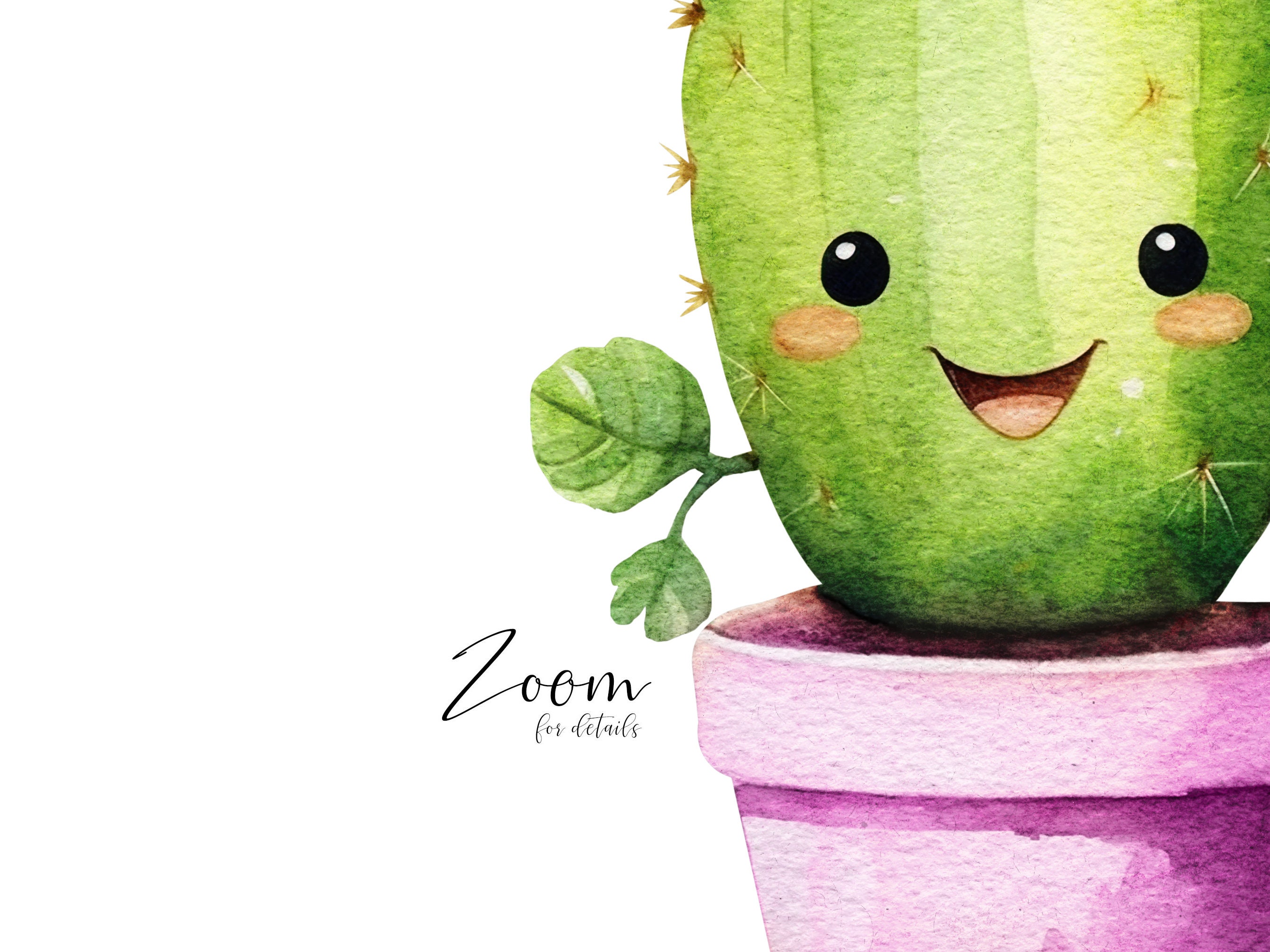 Watercolor Cute Cactus Png Clipart Bundle Instant Download - Etsy