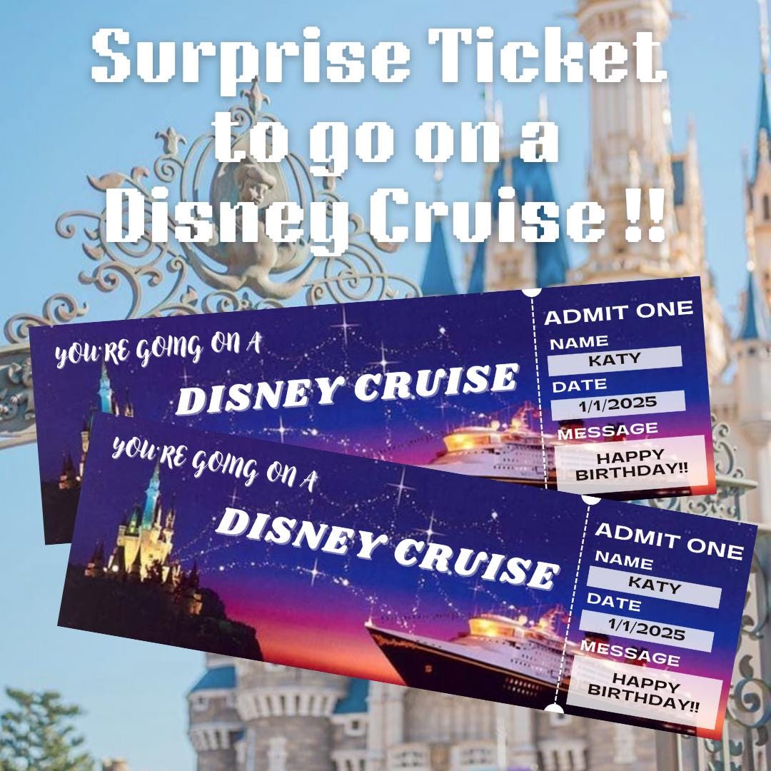 Surprise Disney Cruise Boarding Pass Printable Editable Ticket Instant ...