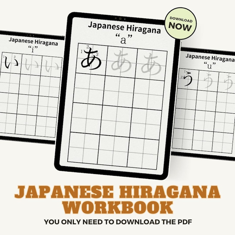 Japanese Hiragana Practice Worksheet Printable PDF for Beginners ...