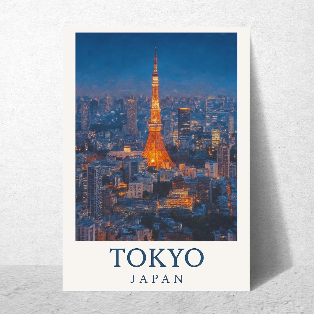 Tokyo Tower Wall Art | Japan Cityscape Poster | Modern Travel Print ...