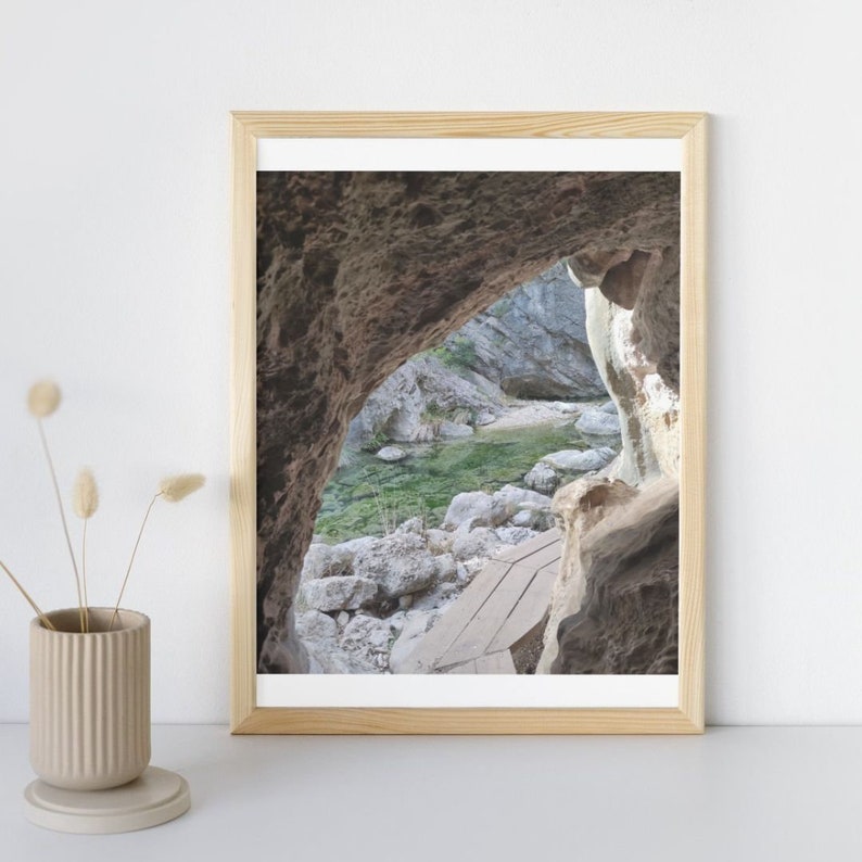 Printable Nature Landscape | Stone Cave and River | Relaxing Nature ...