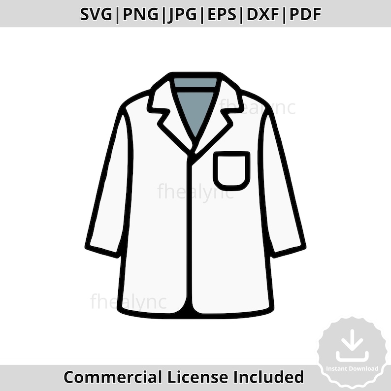 Lab Coat SVG: School Science Clipart, Doctor Jacket Outline (digital ...