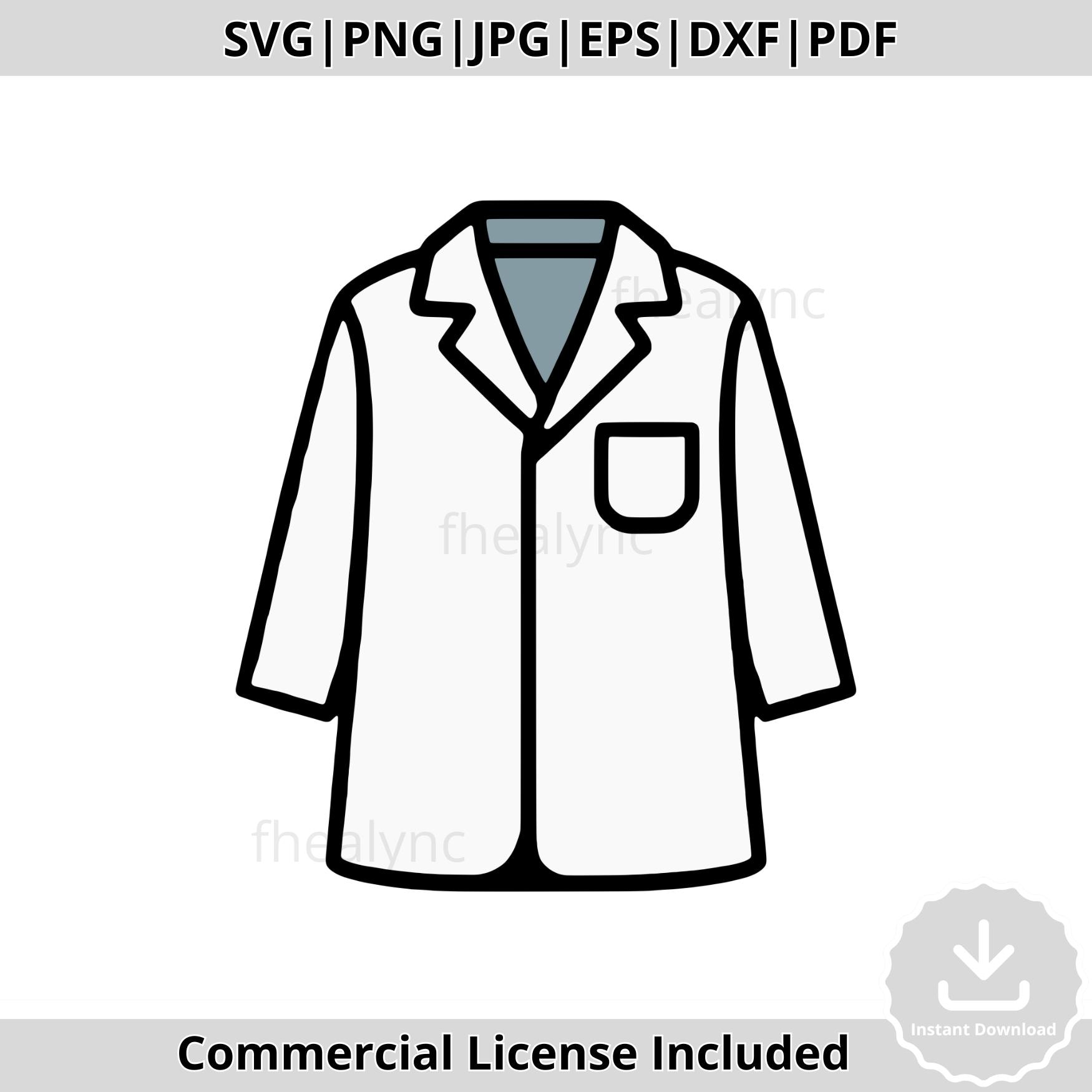Lab Coat SVG: School Science Clipart, Doctor Jacket Outline (digital ...