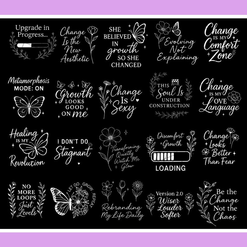 Inspirational Change Quotes SVG Bundle: Butterfly Floral Cut Files ...