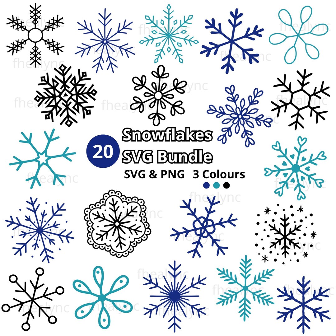 20 Snowflake SVG Bundle, Christmas Holiday, Cricut Cut Files, Snowflake ...