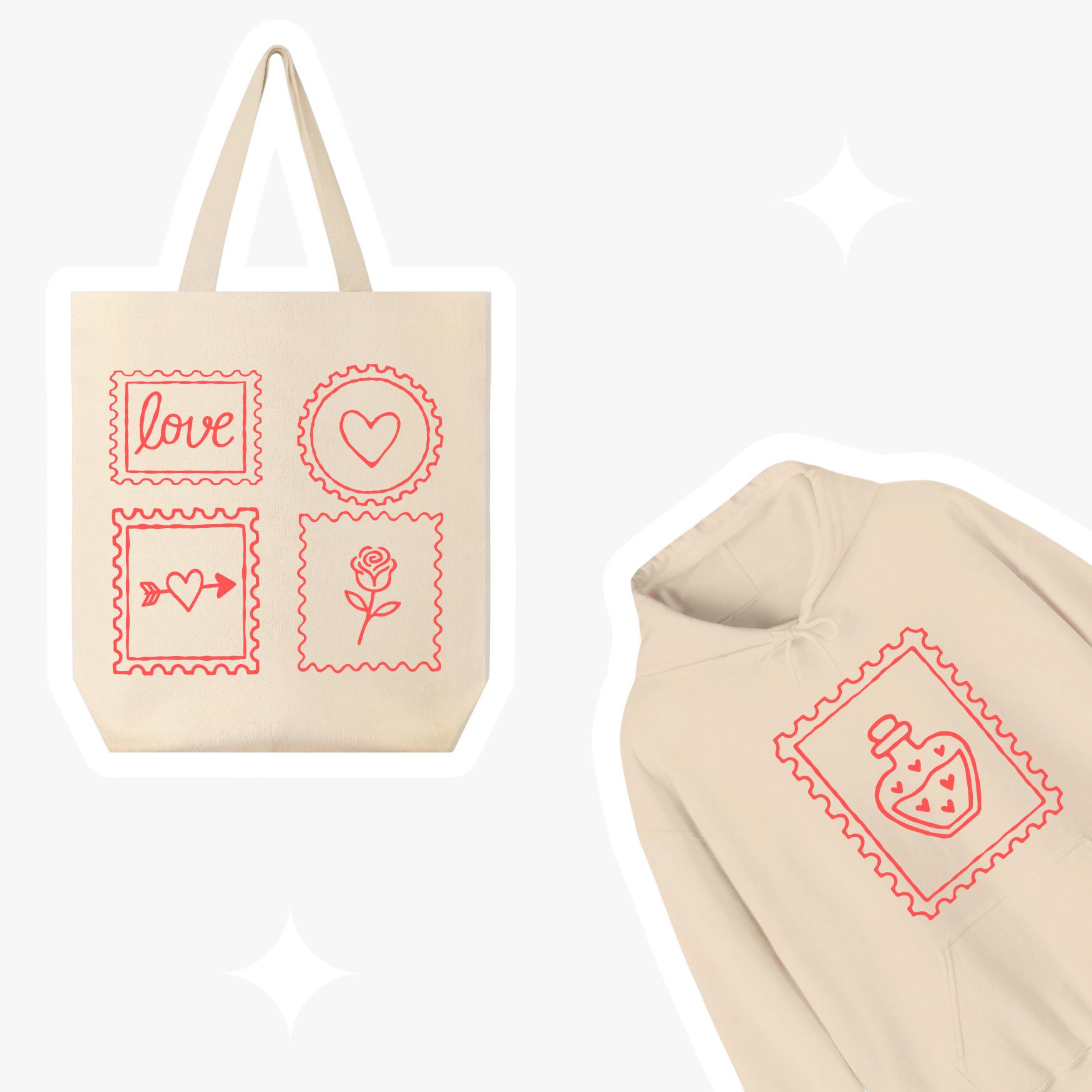 Hand Drawn Valentine Stamps SVG Bundle Cute Love Postage Clipart PNG ...