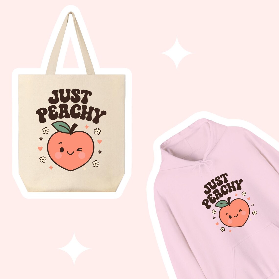 Just Peachy SVG Png Jpg Pdf Dxf Eps, Cute Retro Peach Clipart, Kawaii ...