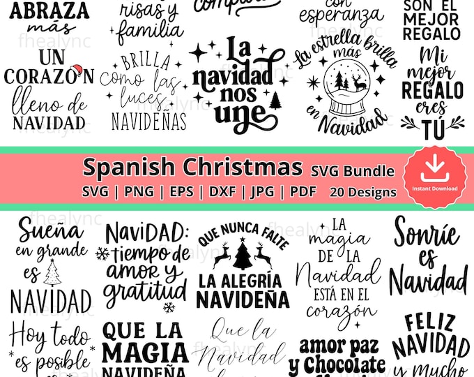 Feliz Navidad SVG Bundle: 20 Spanish Christmas Designs (digital ...