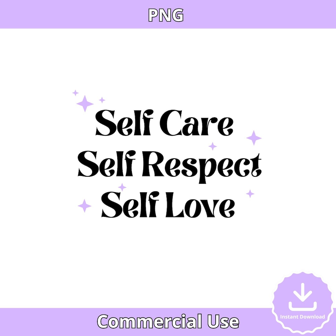 Self Care, Respect, Love PNG: Retro Affirmation Clipart (digital ...