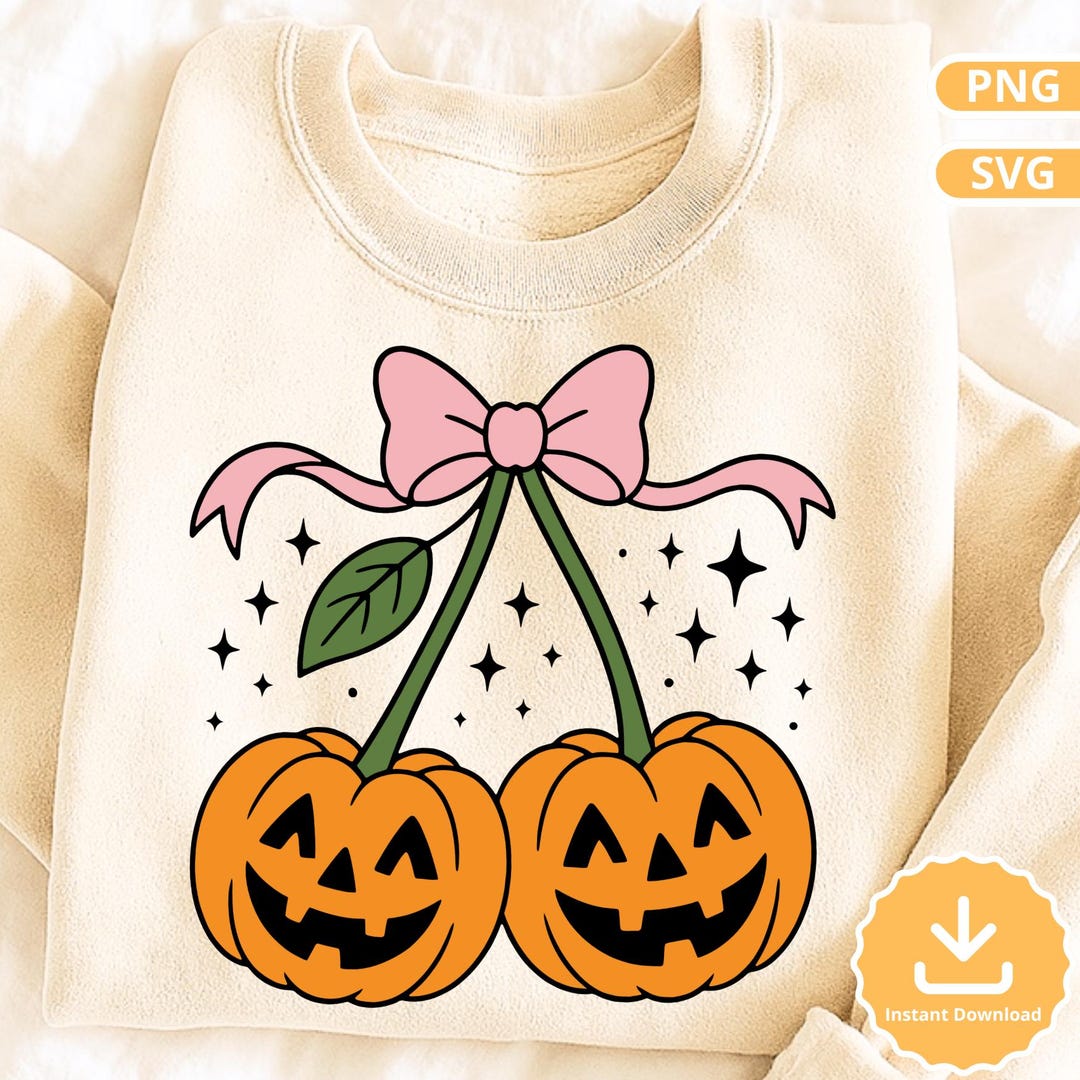 Coquette Pumpkin SVG: Pink Bow Jack-o-lantern Clipart (digital Download ...