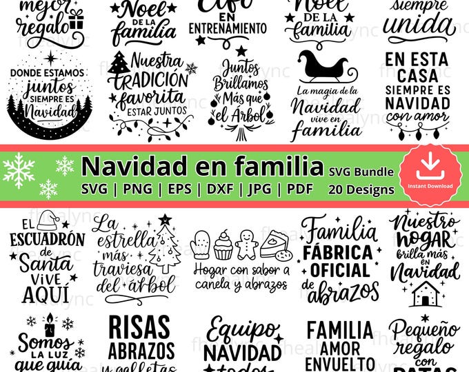 Navidad En Familia SVG Bundle: Spanish Christmas Quotes (digital Files ...