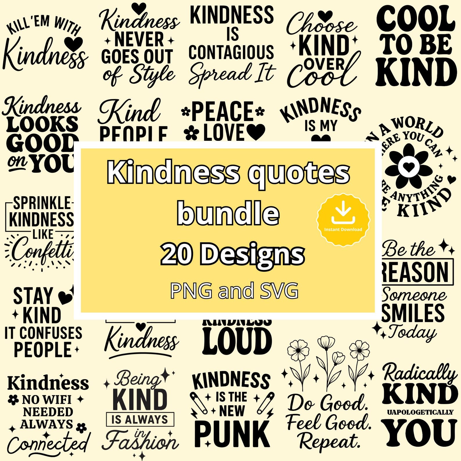 Kindness Quotes SVG Bundle, 20 Positive Quotes PNG, Kindness Svg Png ...