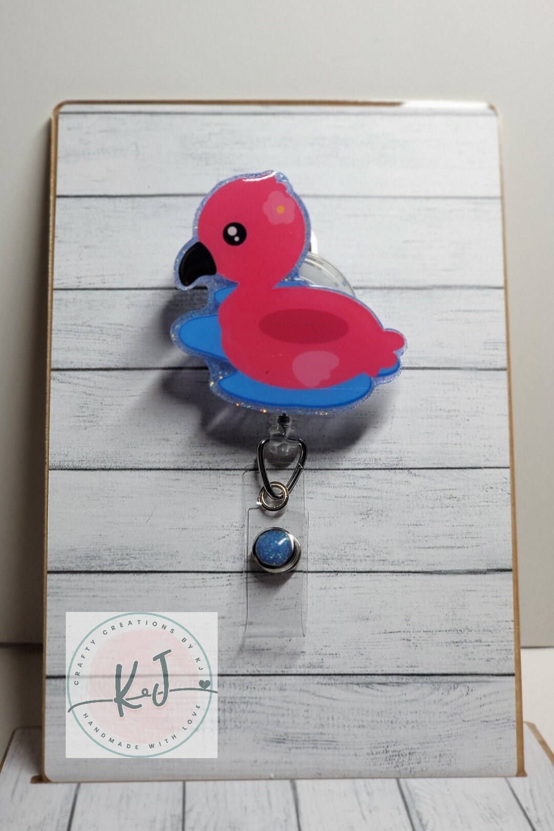 Flamingo Pool Float Retractable Badge Reel, Nurse ID Holder, RN Key ...
