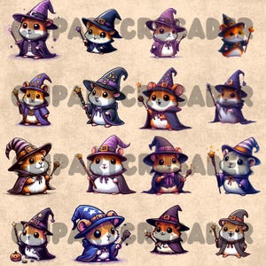 Tiny Halloween Hamster Wizard Clipart Bundle Instant Download for ...